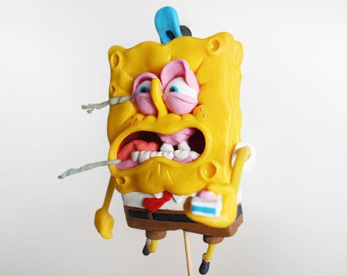 Handmade polymer clay sculptures of SpongeBob by Alex Palazzi & Cecilia ...