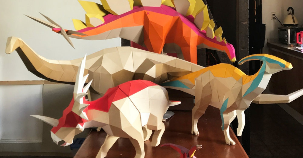 Seba Naranjo: Khartosauria dinosaur paper sculptures