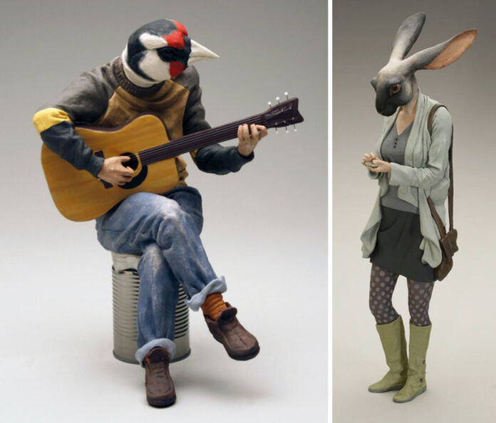 Alessandro Gallo: human-animal hybrid figures in everyday scenes
