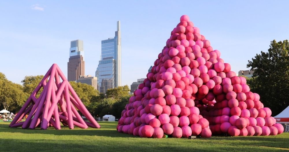 Cyril Lancelin's inflatable pink pyramids: where art, fun, and geometry ...