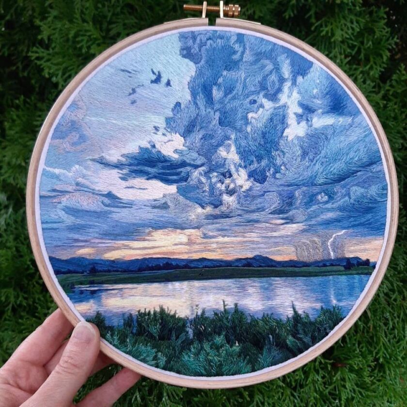 Miriam Shimamura: realistic figurative embroidery paintings