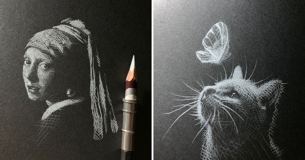 Inverted: marvelous drawings and sketches made with white pencil on ...