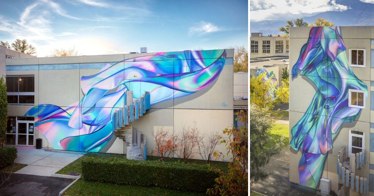 Soul's manifestation: stunning large-scale murals of iridescent fabrics ...