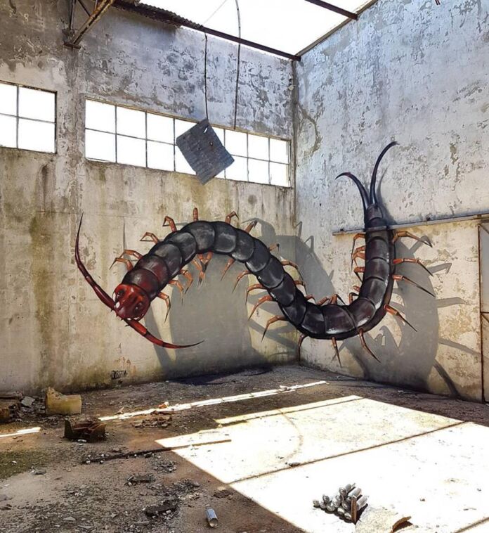 Odeith: hyperrealistic giant insect murals