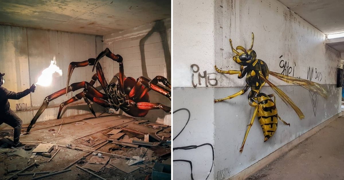 Odeith's giant insects: massive murals transform walls with ...