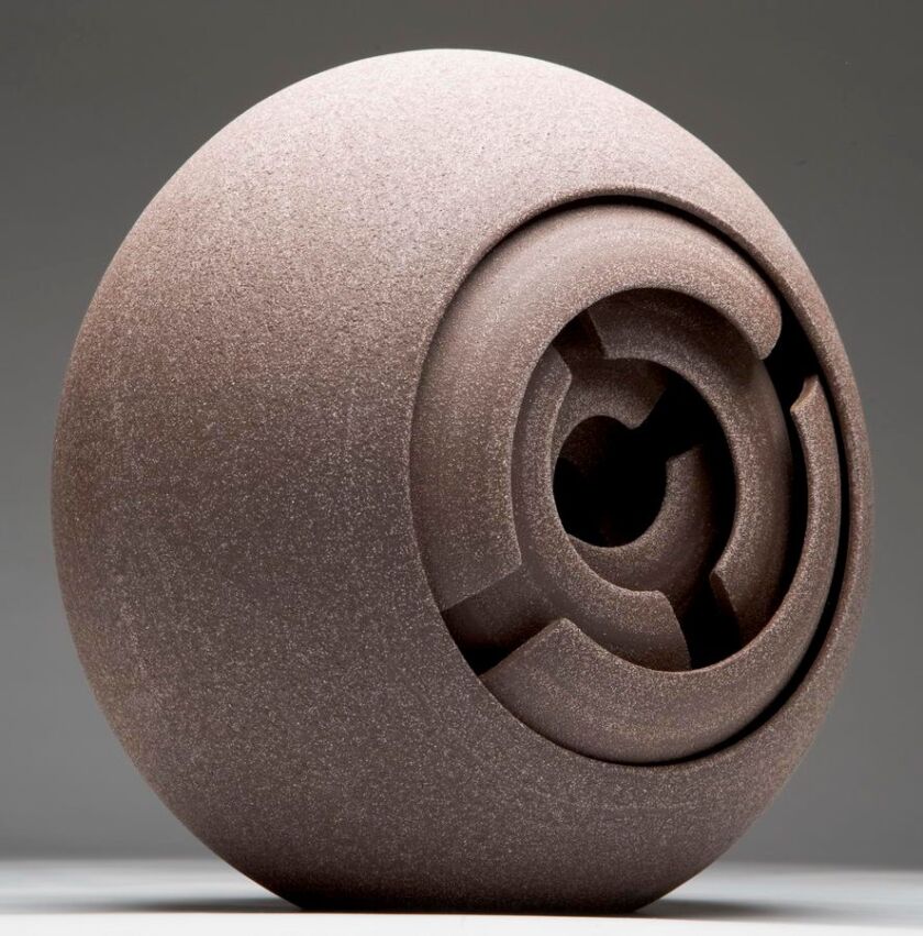 Matthew Chambers: spherical ceramic sculptures with spiral layers