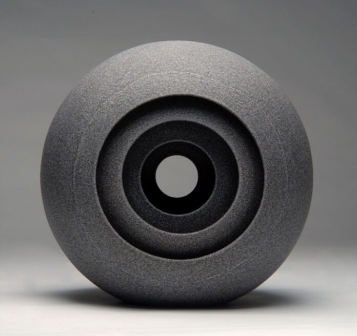 Matthew Chambers: spherical ceramic sculptures with spiral layers