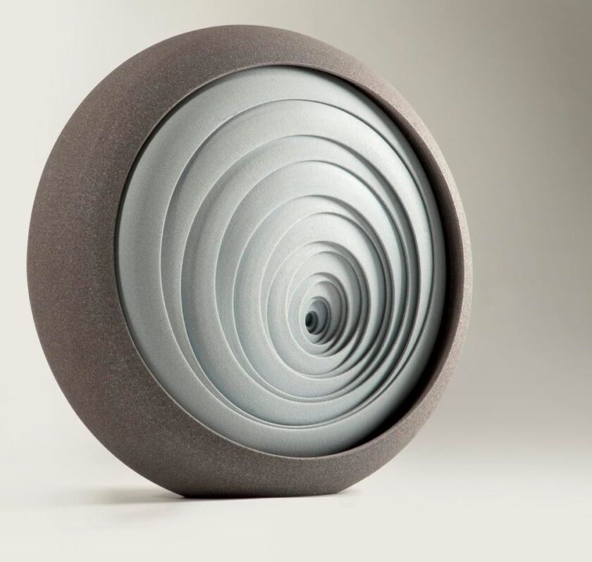 Matthew Chambers: spherical ceramic sculptures with spiral layers