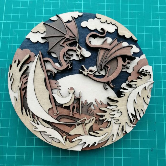 Martin Tomsky: multi-layered laser-cut wood illustrations