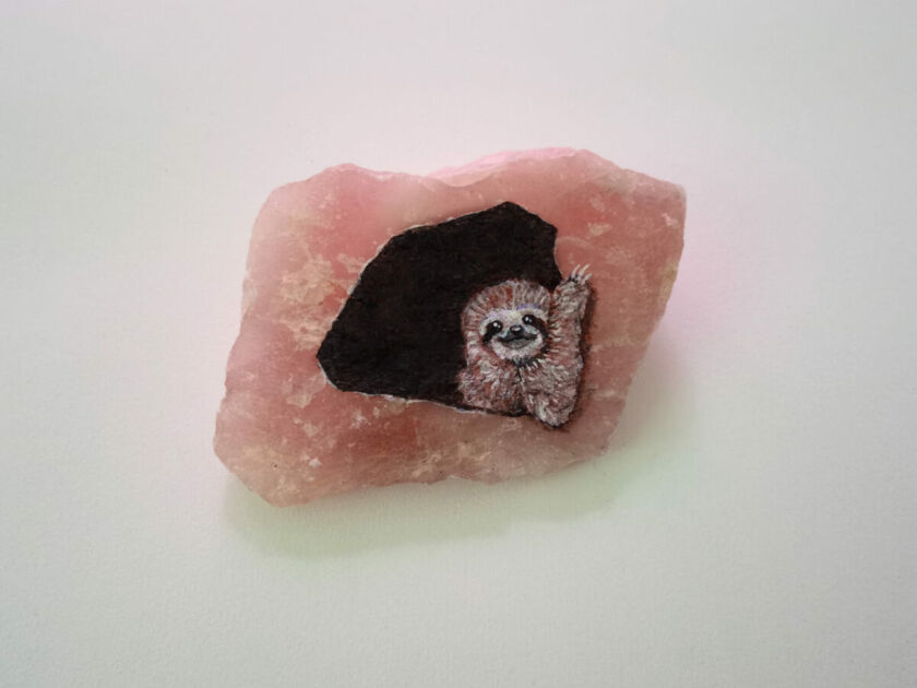 Rose quartz carved into miniature wildlife sculptures