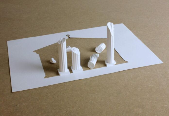 Paper Ruins: architectural sculptures made from a single sheet of paper ...