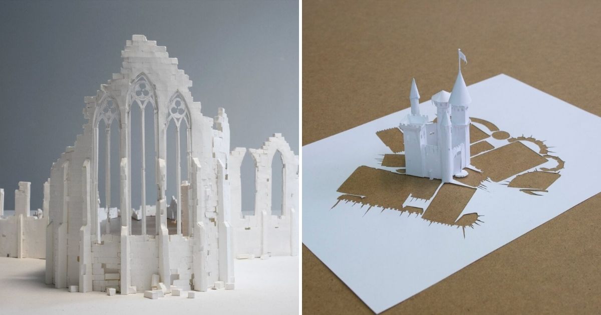 Paper Ruins: architectural sculptures made from a single sheet of paper ...