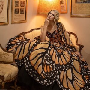 Bibian Blue: butterfly wing-inspired dresses and corsets
