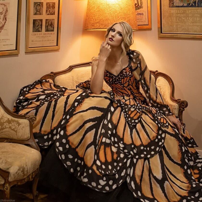 Bibian Blue: butterfly wing-inspired dresses and corsets