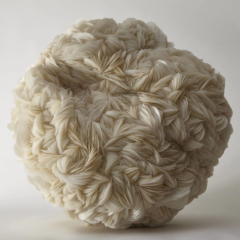 Abstract sculptures made with swirls of seashells by Rowan Mersh ...