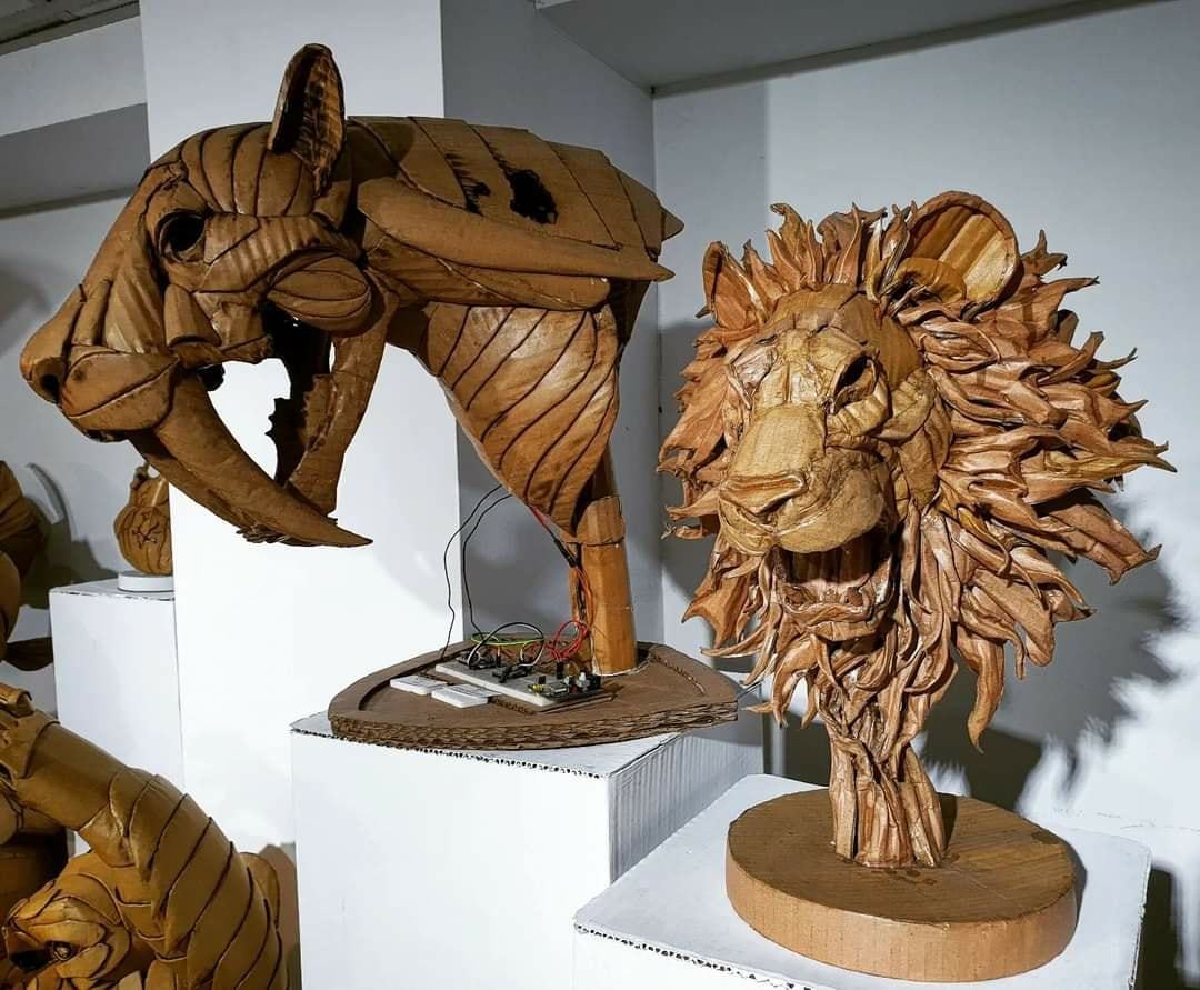 Transforming ordinary cardboard into lifelike sculptures: the meticulous artistry of Kai-Xiang ...