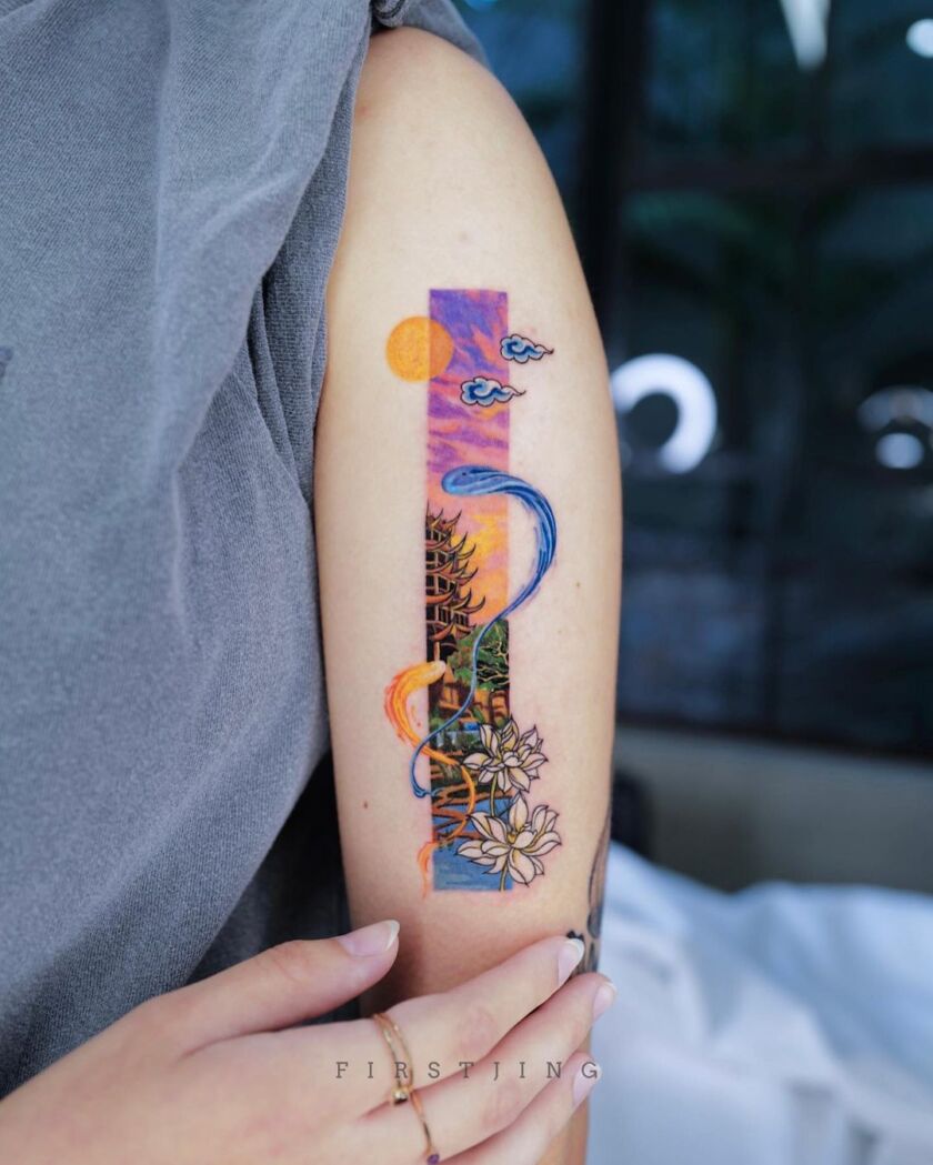 Jing: amazingly intricate colorful vertical tattoos