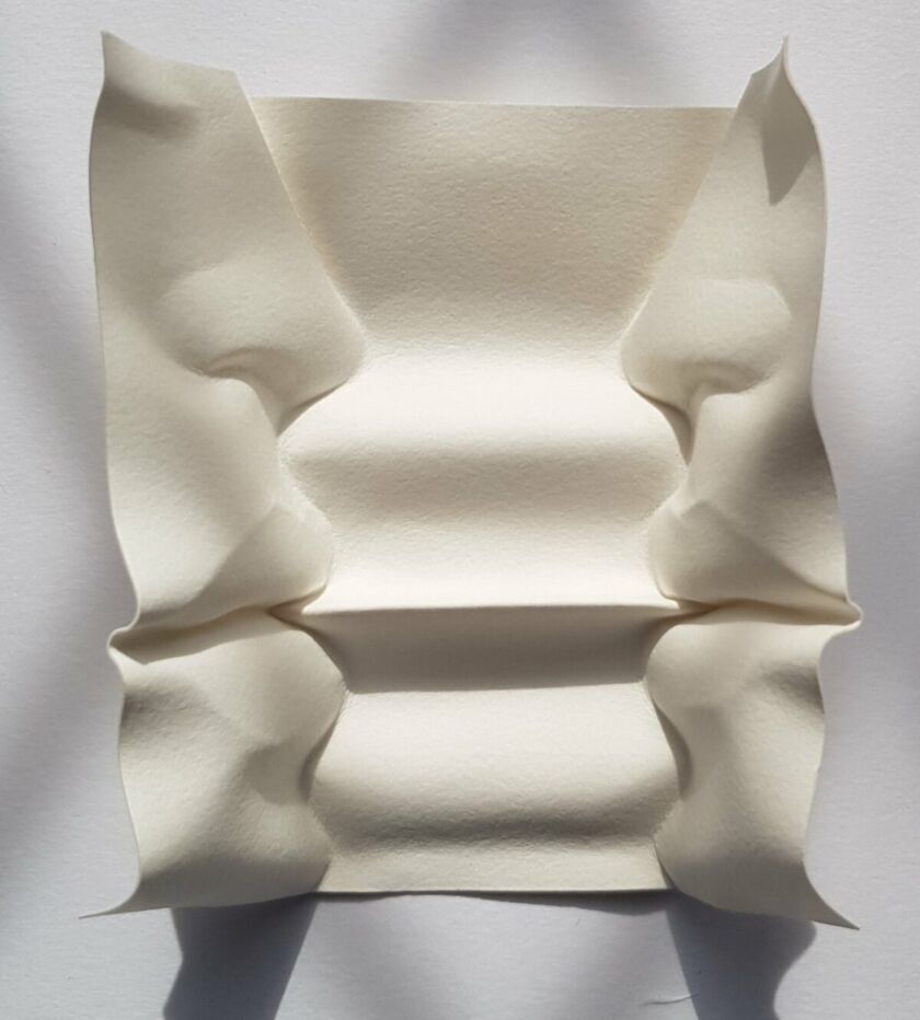 Polly Verity: facial sculptures from folded paper sheets