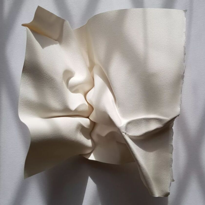 Polly Verity: facial sculptures from folded paper sheets