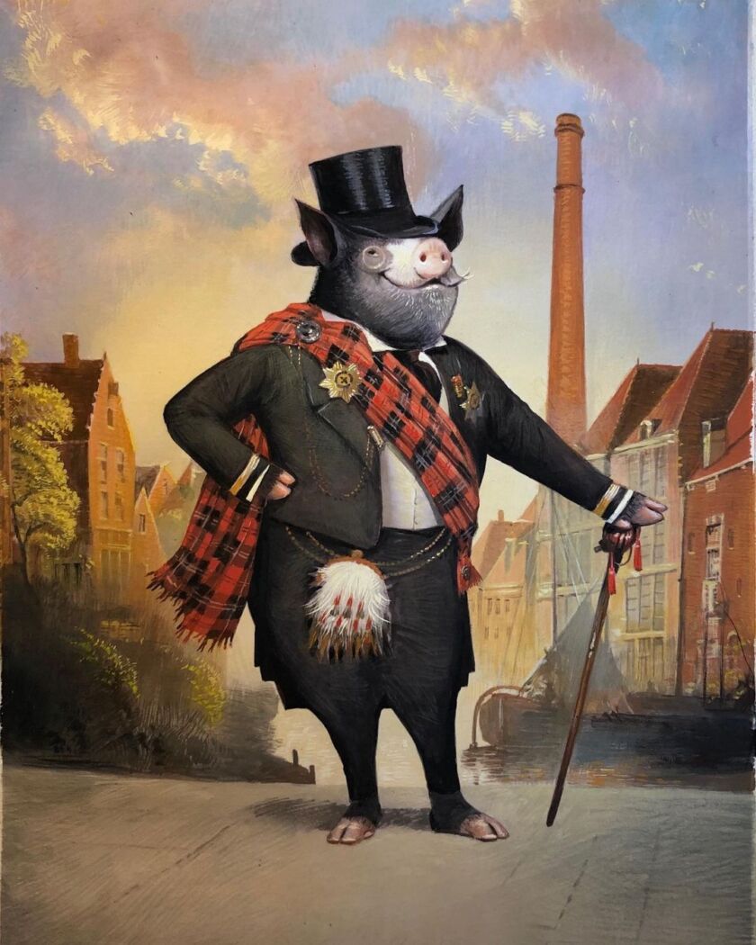 Bill Mayer: humorous classical animal portrait paintings