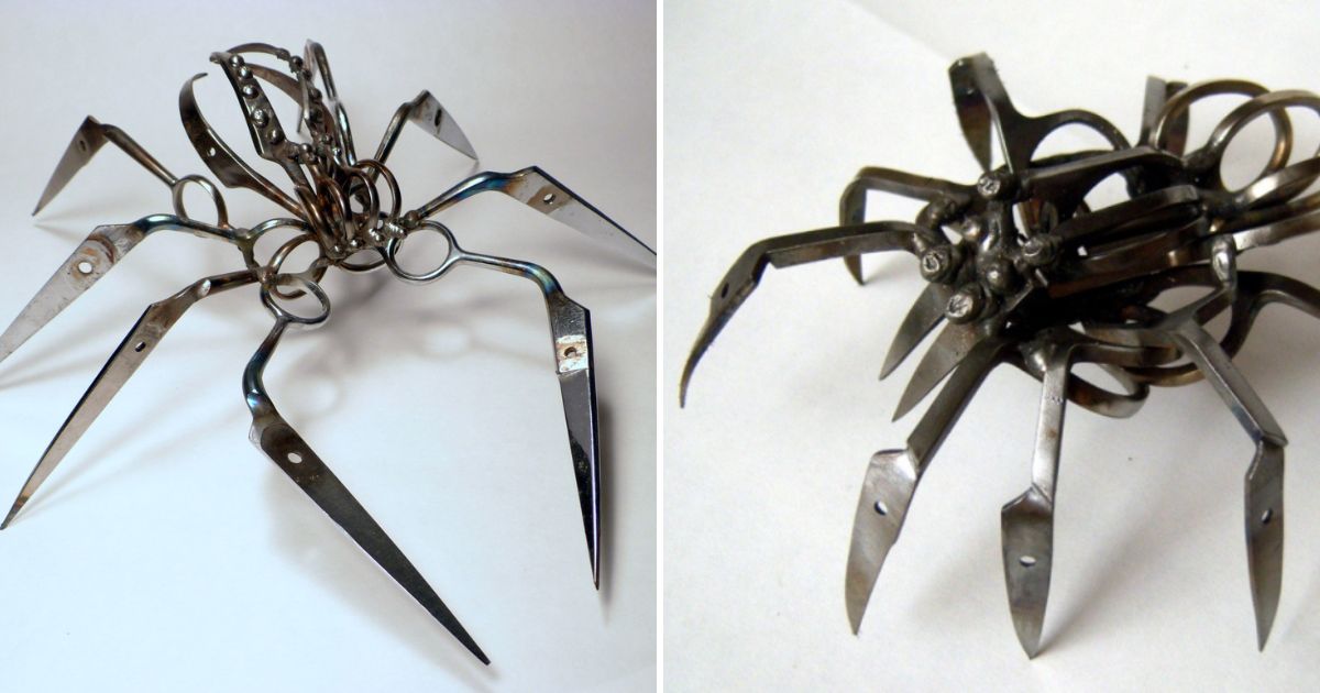 Recycled arachnids: Christopher Locke transforms scissors confiscated ...