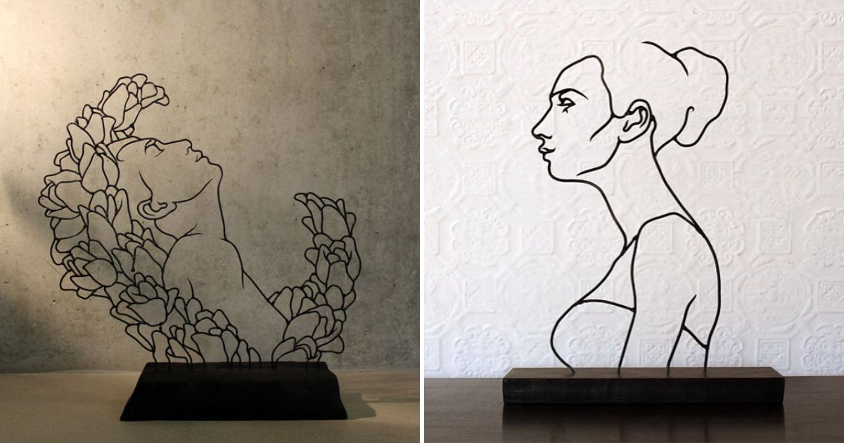 Drawing in the air: delicate figures made of welded steel rods by Gavin ...