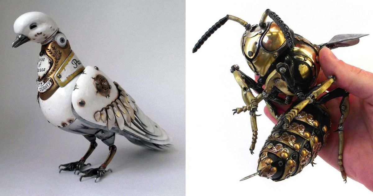 Fantastic steampunk creatures made from scrap metal by Igor Verny ...