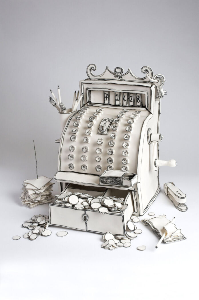 Katharine Morling: monochrome drawing-like porcelain sculptures