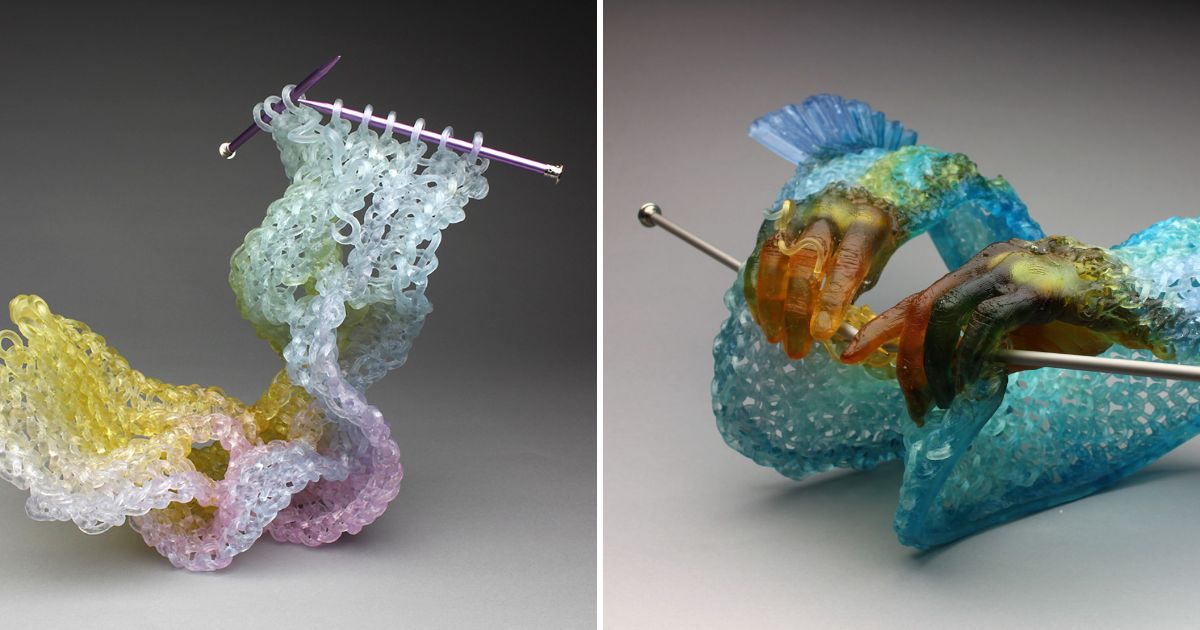 Knitted Glass: surreal fiber-inspired sculptures by Carol Milne ...