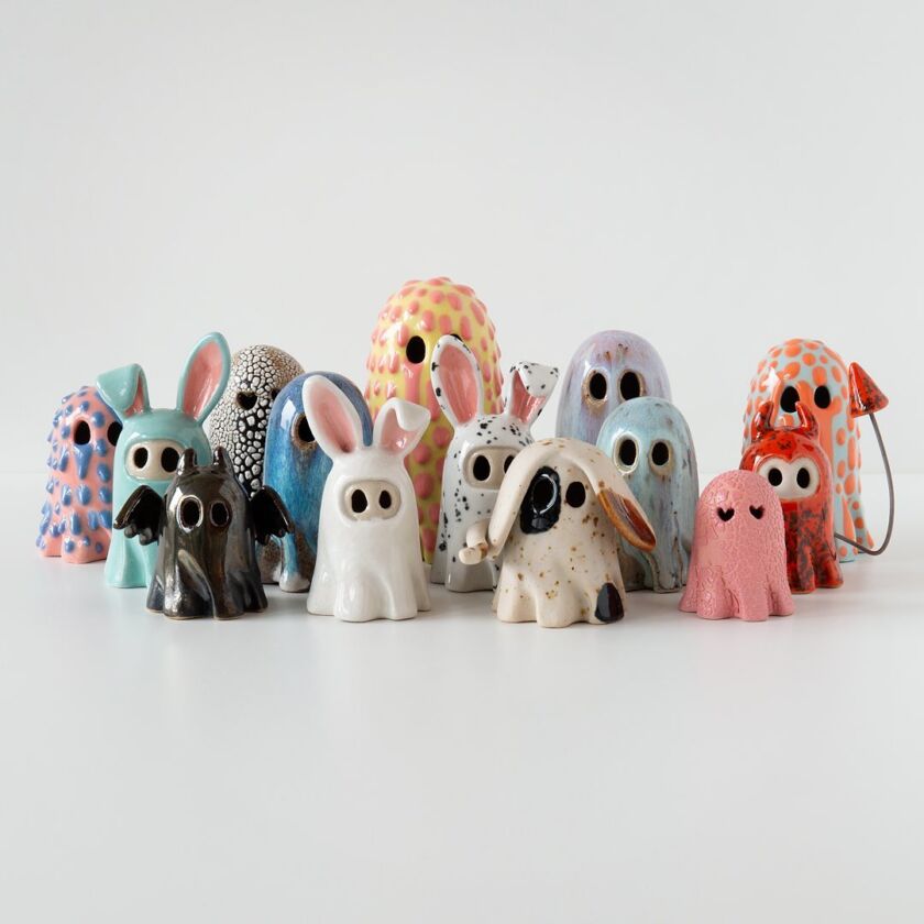 Lisa Agnetun: miniature ceramic ghost sculptures