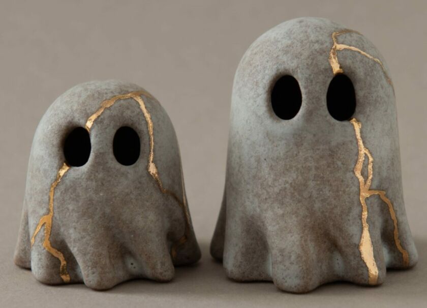 Lisa Agnetun: miniature ceramic ghost sculptures