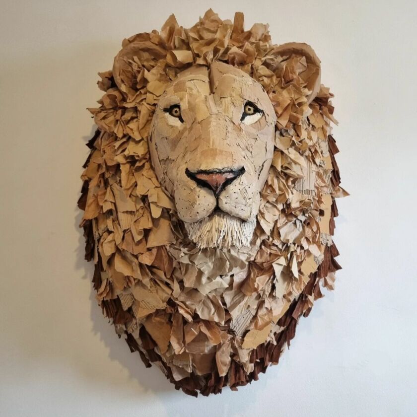 Striking lifelike animal sculptures made from cardboard by Josh ...