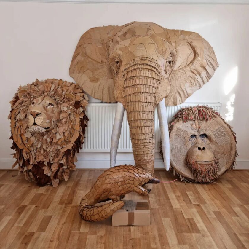Josh Gluckstein: lifelike animal sculptures from cardboard