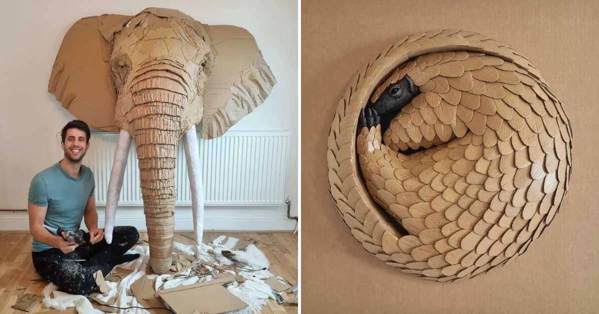 Striking lifelike animal sculptures made from cardboard by Josh ...