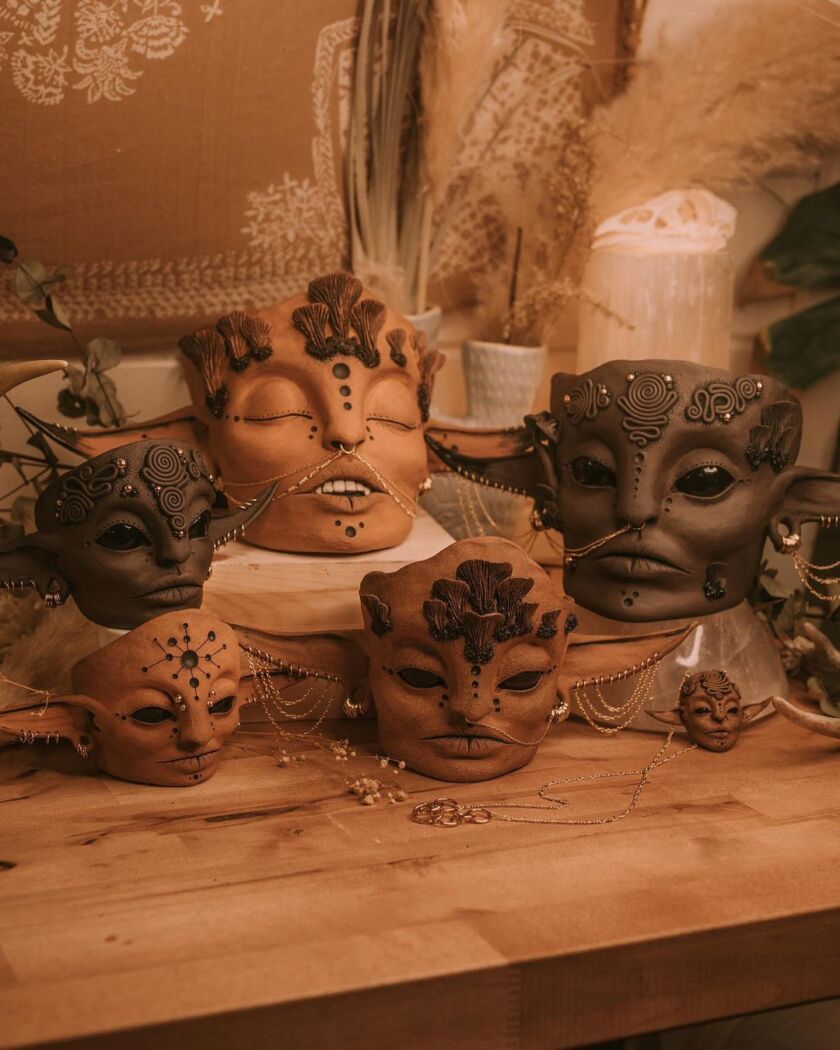 Kenzie: detailed figurative fantasy ceramic sculptures