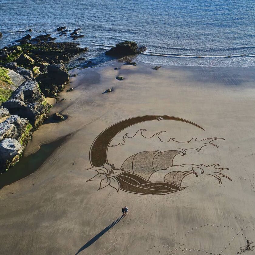 The ephemeral elegance of Jben Beach's large-scale sand drawings — Visualflood Magazine