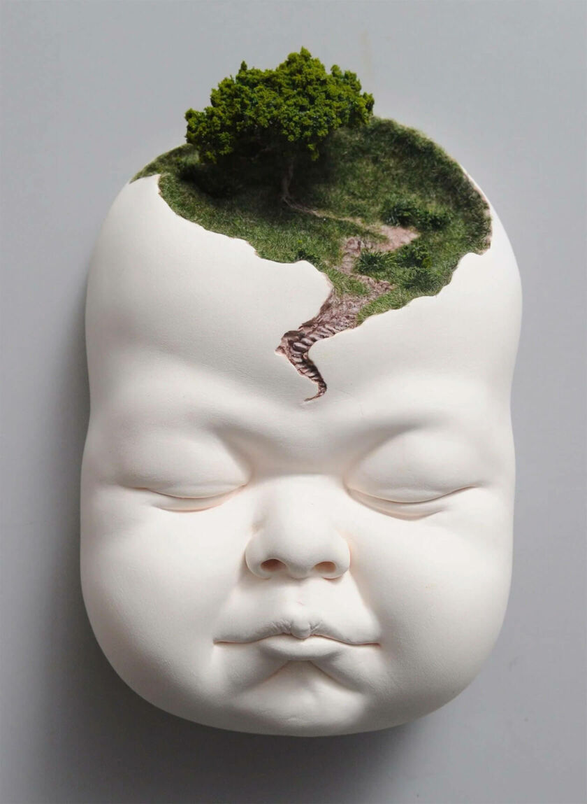 Johnson Tsang: distorted baby face ceramic sculptures