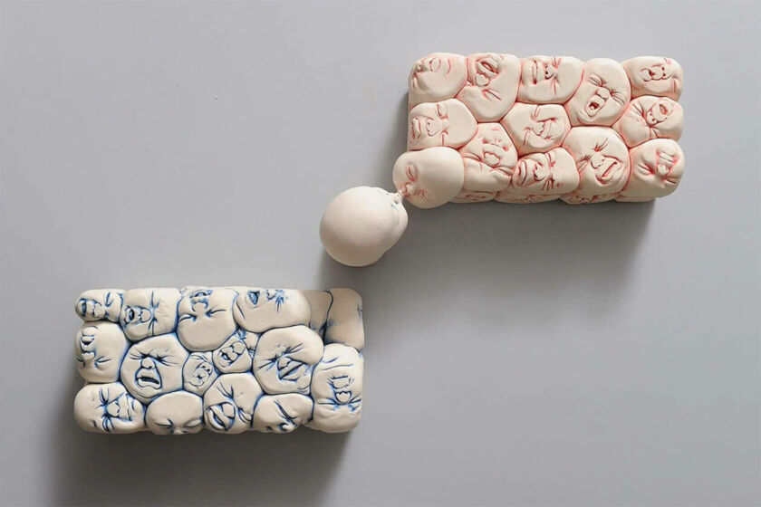 Johnson Tsang: distorted baby face ceramic sculptures