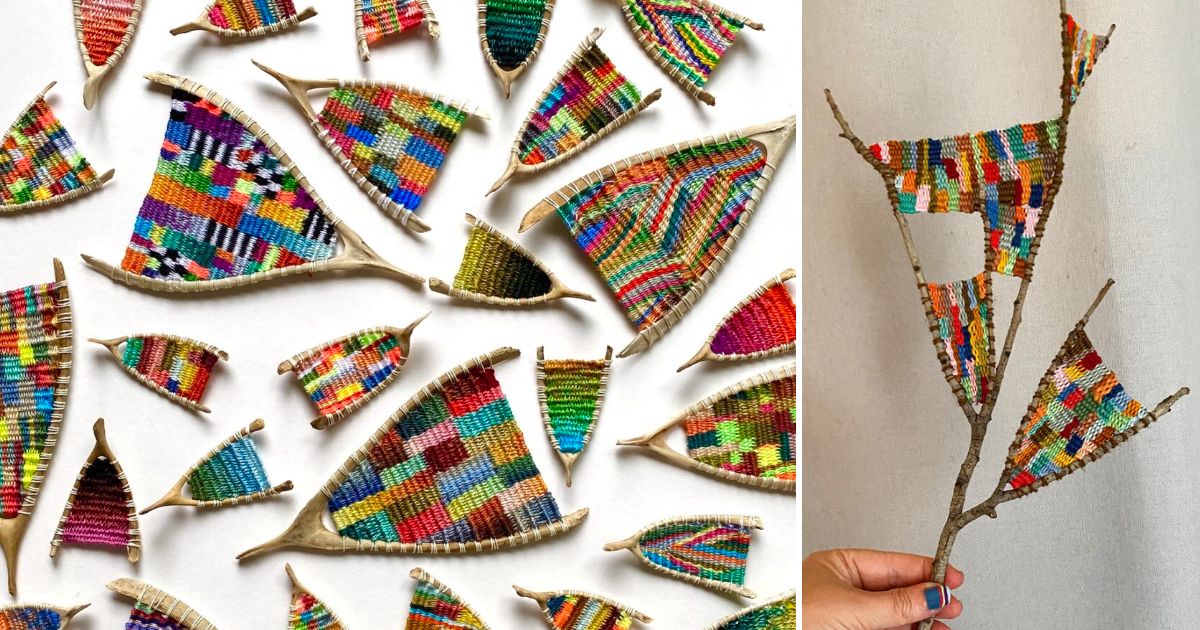 Tiny looms, big creativity: weaving on wishbones and branches, by Kaci ...
