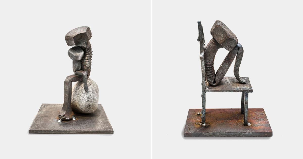 Tobbe Malm: abstract scrap metal bolt sculptures