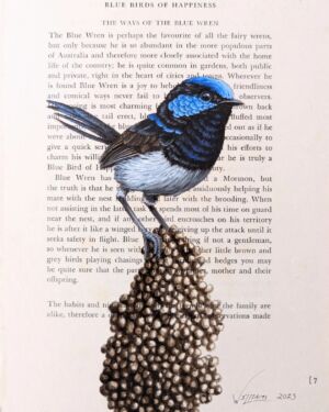 Craig Williams: birds painted on vintage book pages
