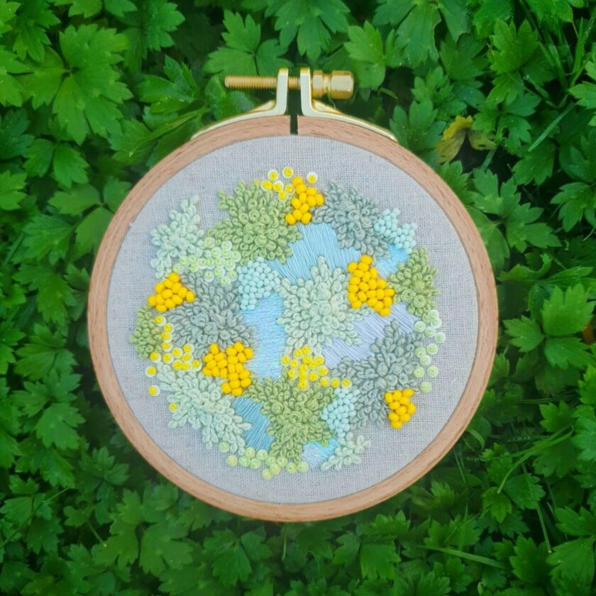 Hannah Kwasnycia: moss lichen coral embroidery
