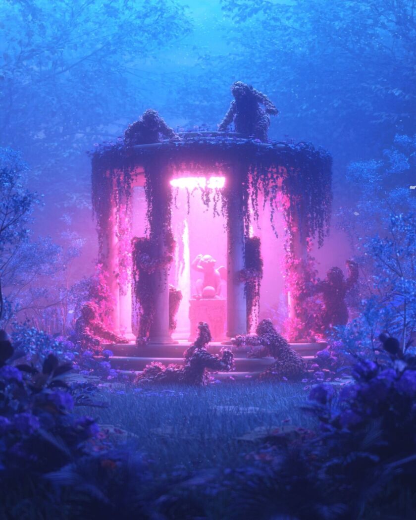 Brellias: lush 3D digital otherworldly being illustrations