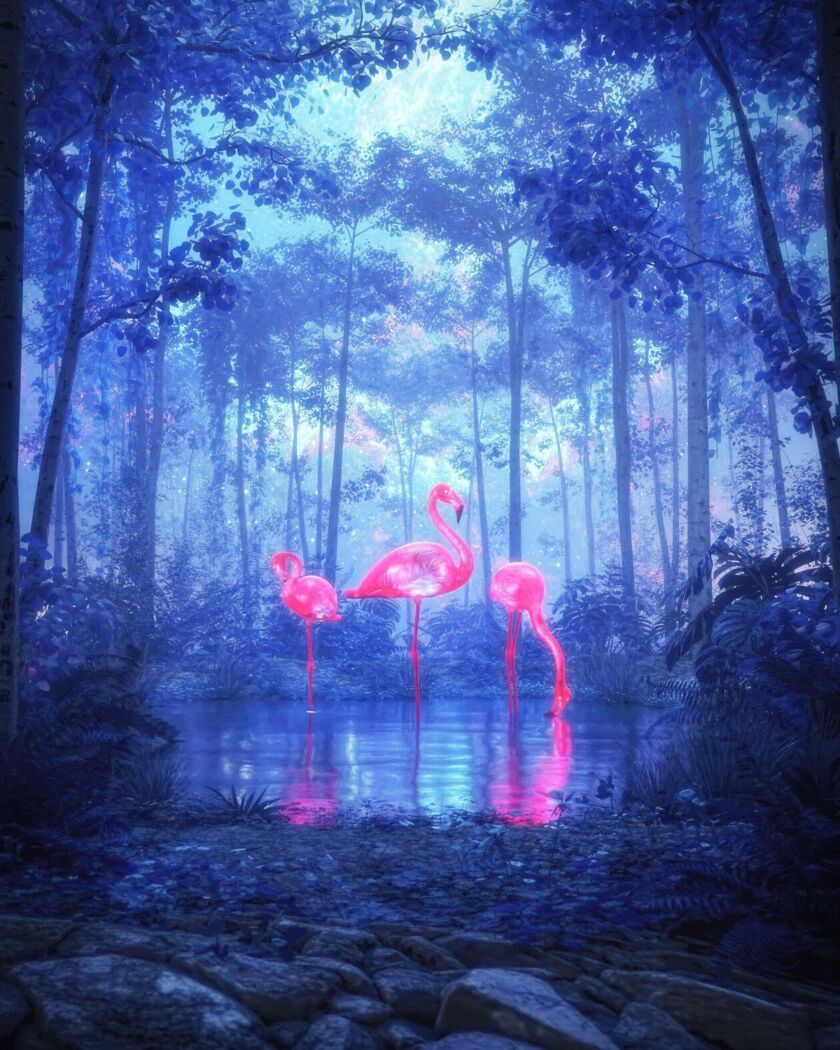 Brellias: lush 3D digital otherworldly being illustrations