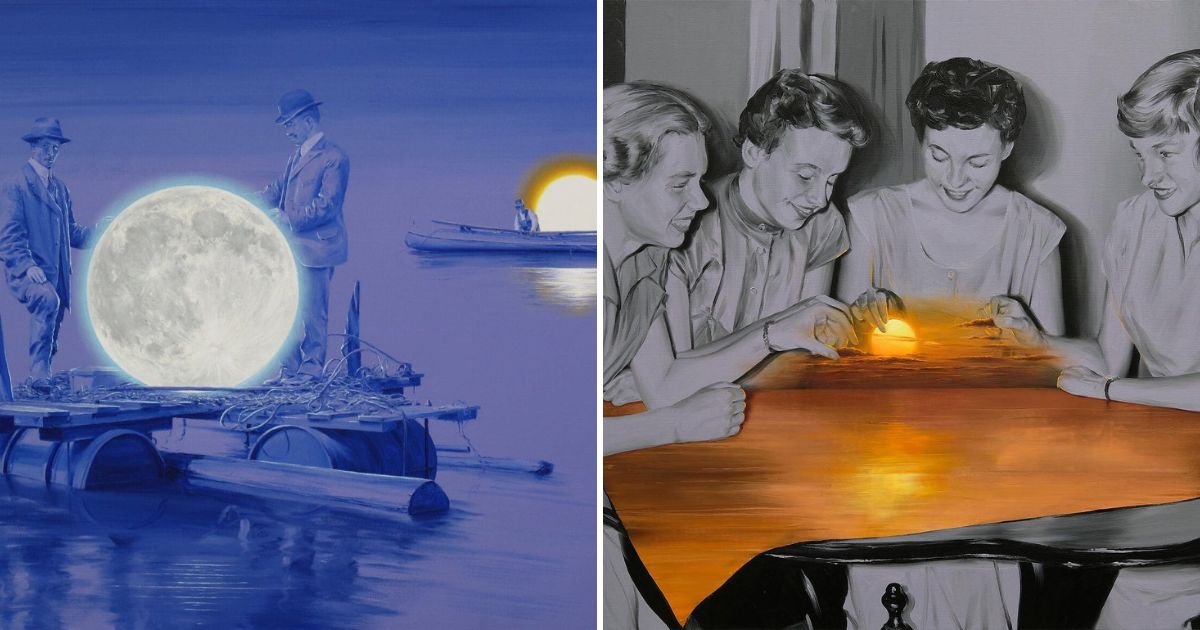 Paco Pomet: surrealist Sun and Moon figurative paintings