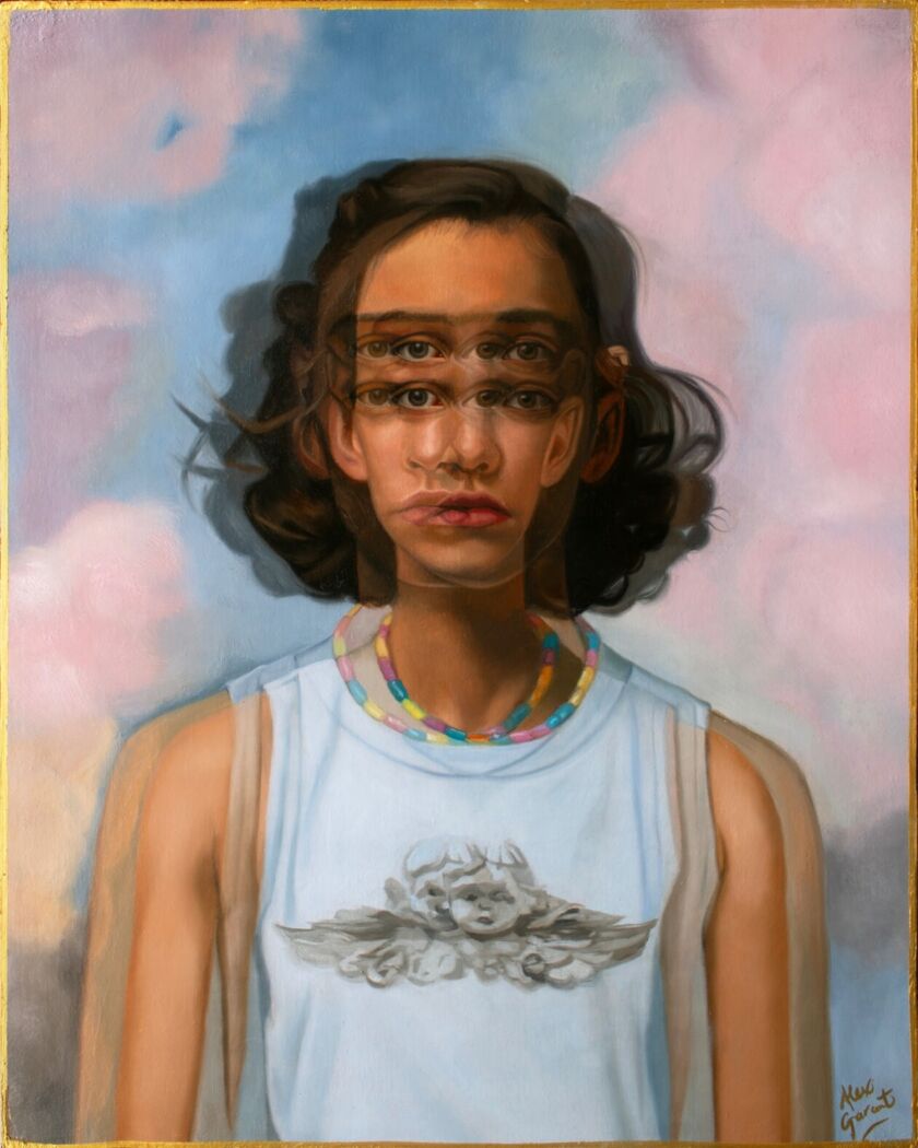 Alex Garant: hypnotic overlapping female portrait paintings