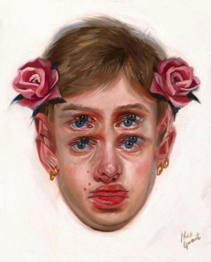 Alex Garant: hypnotic overlapping female portrait paintings