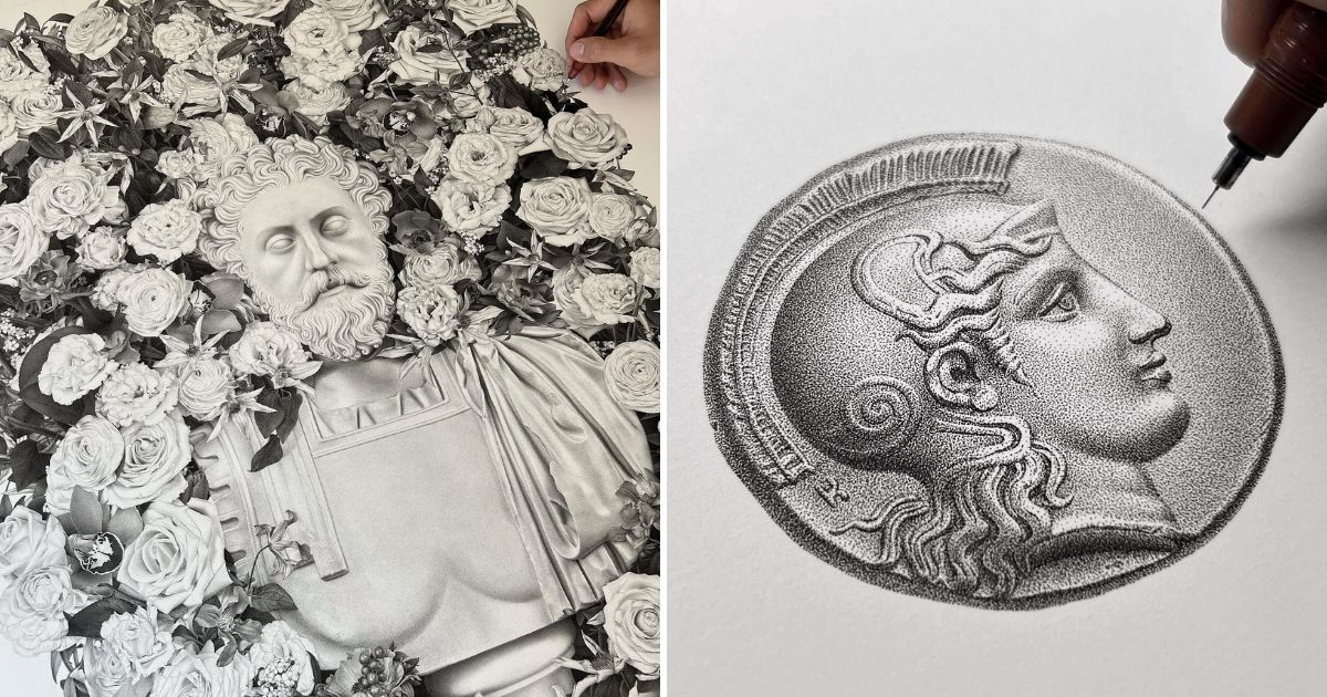 Amazingly detailed stipple illustrations made of tens of millions of ...