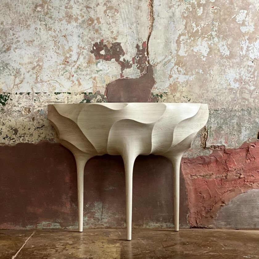Caleb Woodard: engraved organic-shaped furniture design