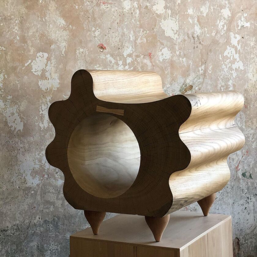 Caleb Woodard: engraved organic-shaped furniture design